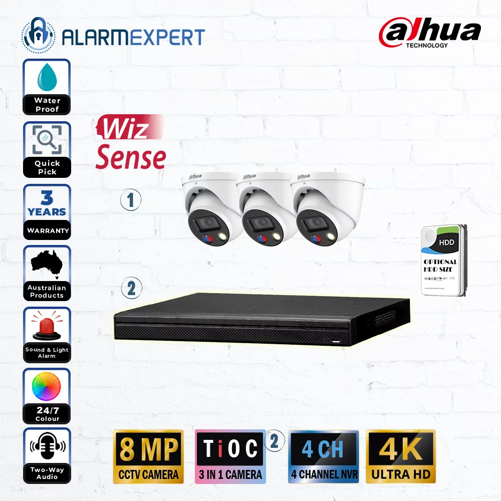 3 x 8MP TIOC 2.0 Active Deterrence Turret Bundle Kit with 4CH Ultra 4K NVR