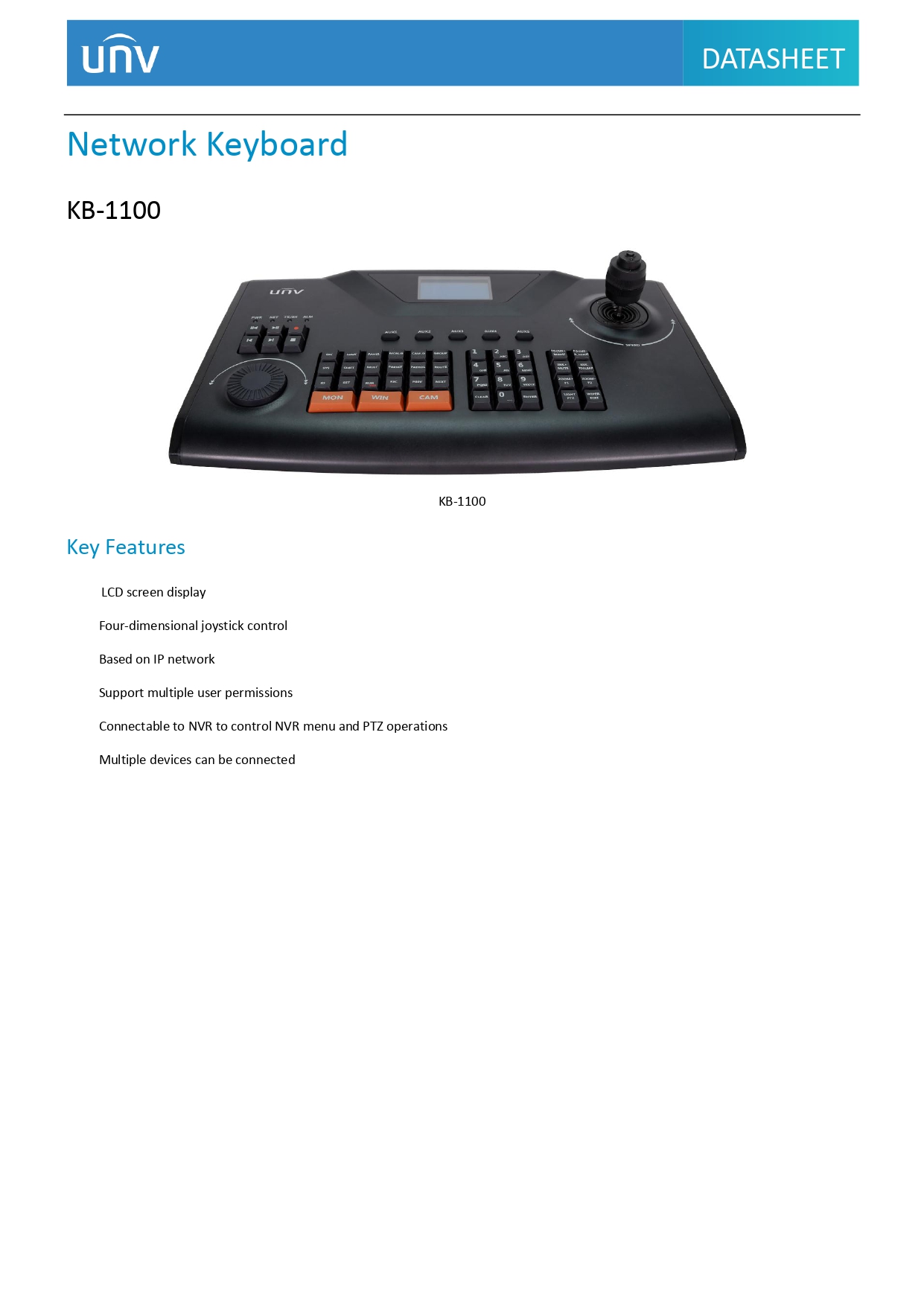 Uniview Network Control Keyboard KB-1100 - Alarm Expert