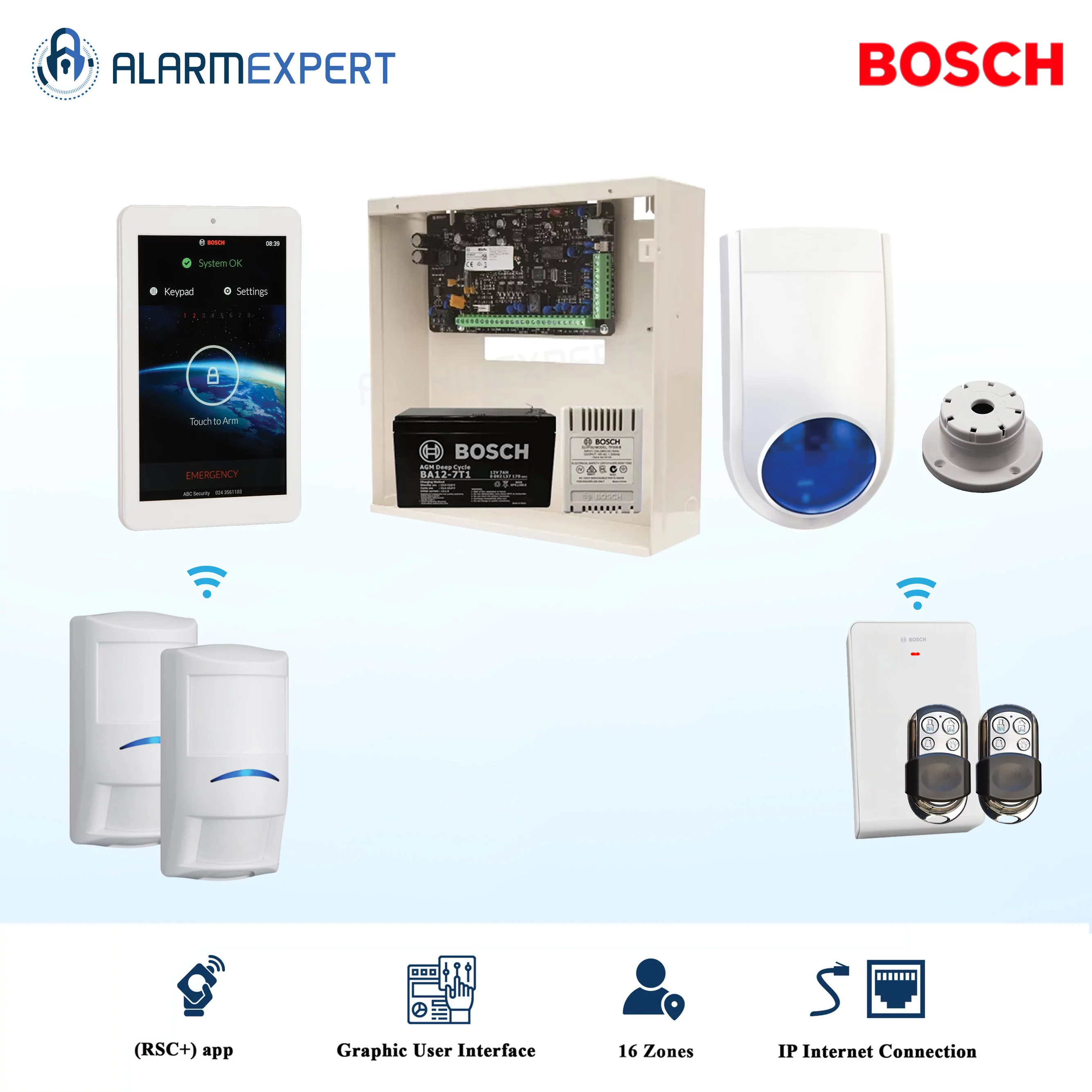 Bosch Solution 3000 + 2 Wireless Tri-Techs (Pet Proof) + 7" Touch ...