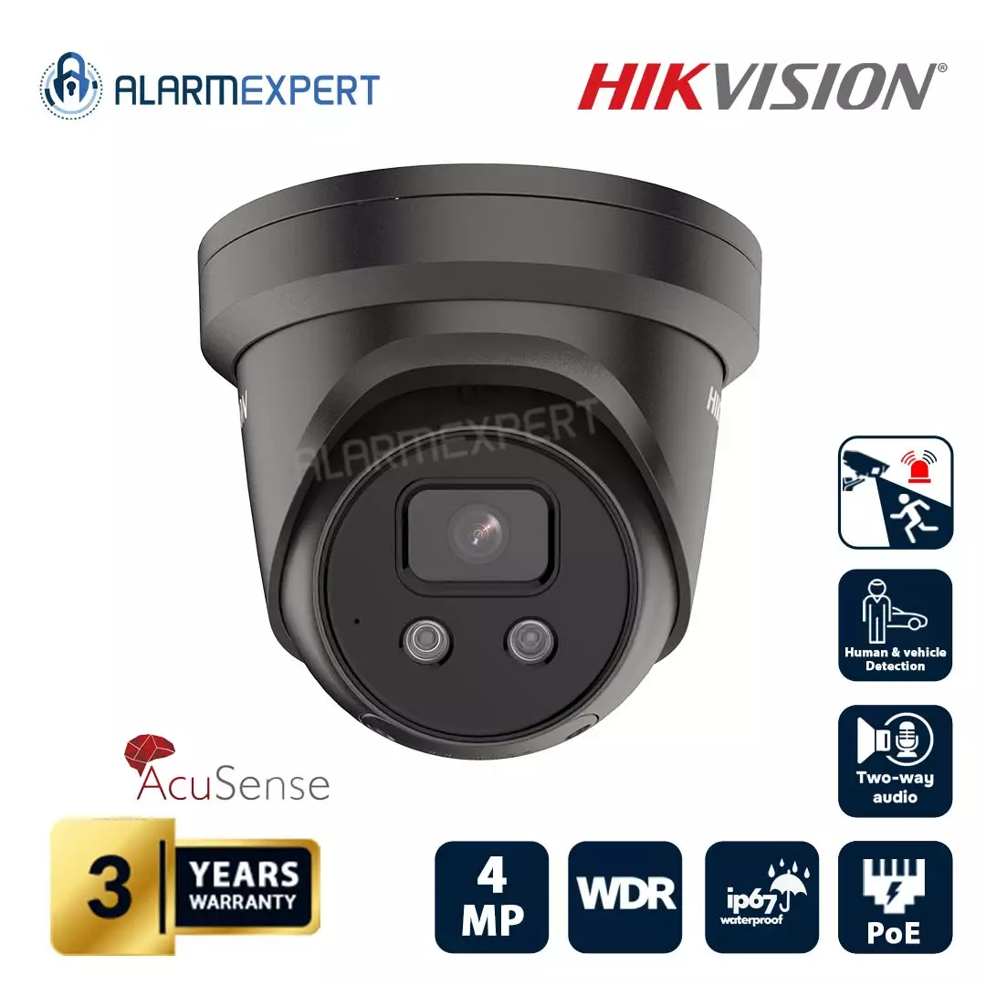 Hikvision 4MP Strobe Light & Audible Warning IP Camera Black