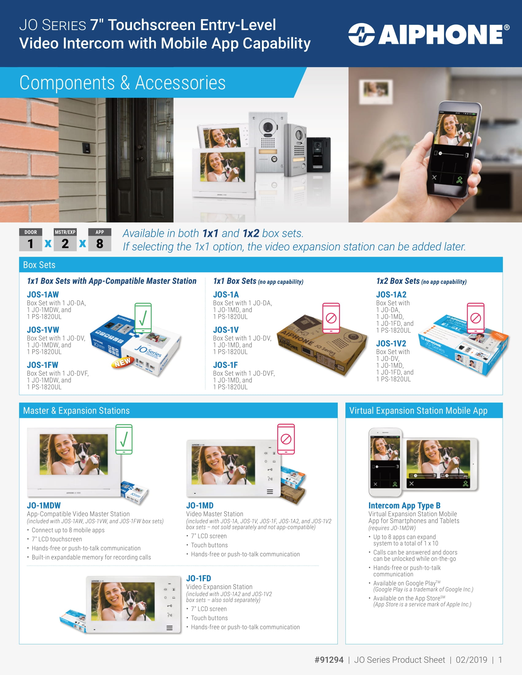 Aiphone JO 7" Video Intercom Kit, WiFi, Plastic Door Station, Surface ...