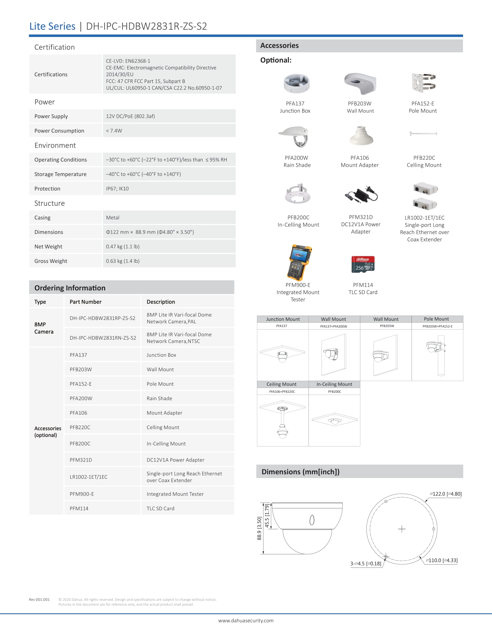 DAHUA 8MP (4K) LITE DOME MOTORISED CAMERA - Alarm Expert